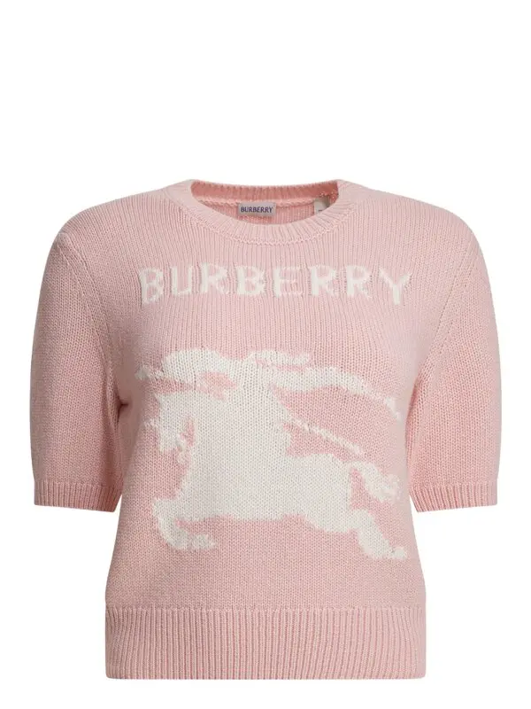 Burberry Equestrian Rider Pattern Short Sleeve Knit Jumper - No