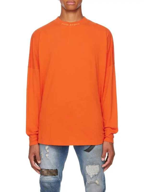 Palm Angels Glitter Logo Oversized Long-sleeve T-shirt - Red