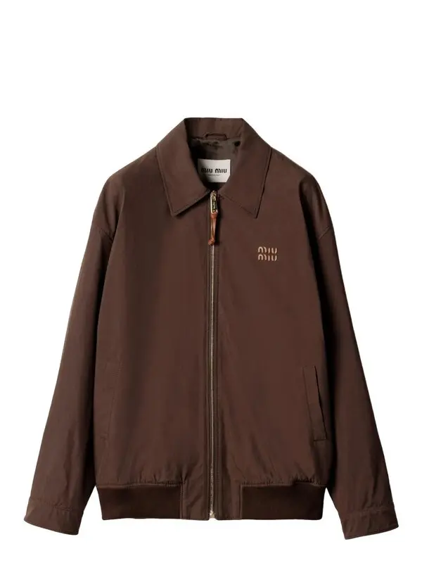 Miu Miu Long-sleeved Zip-up Jacket - Cocoa Brown