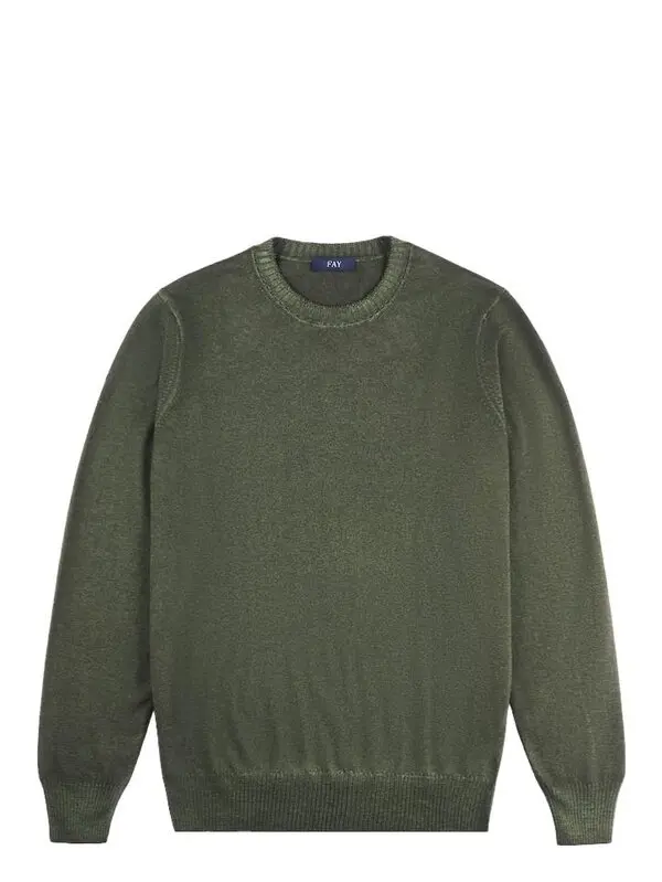 FAY Logo-embroidered Crewneck Jumper - Green