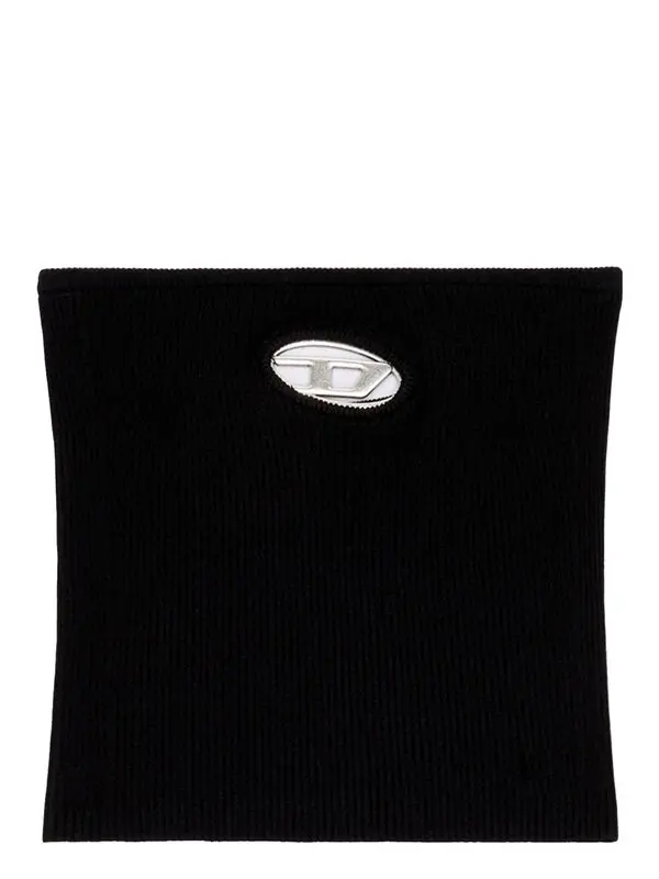 DIESEL® Ribbed Strapless Cropped Tank Top With Oval D Plaque - Black