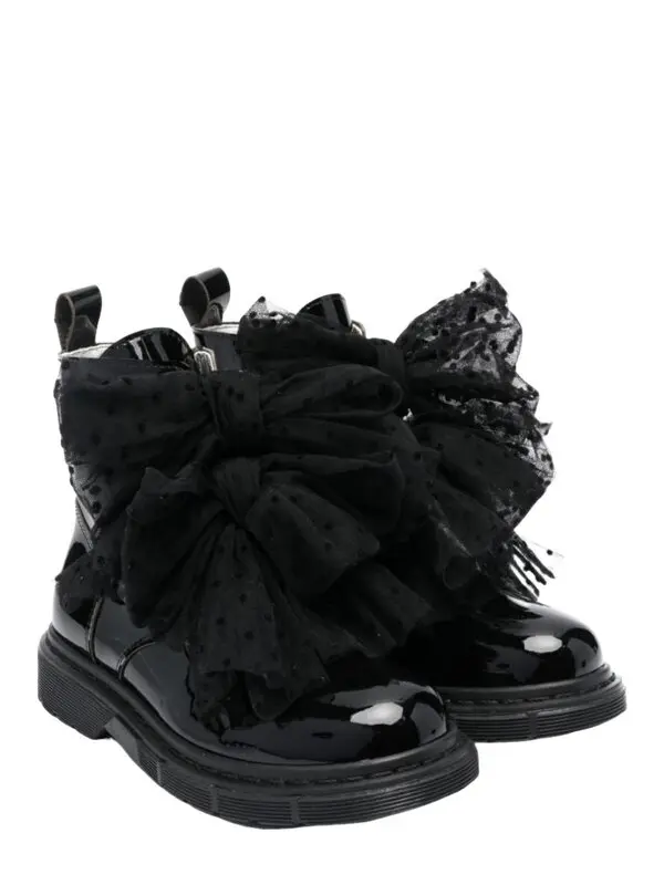 Monnalisa Ruffled Ankle Boots - Black