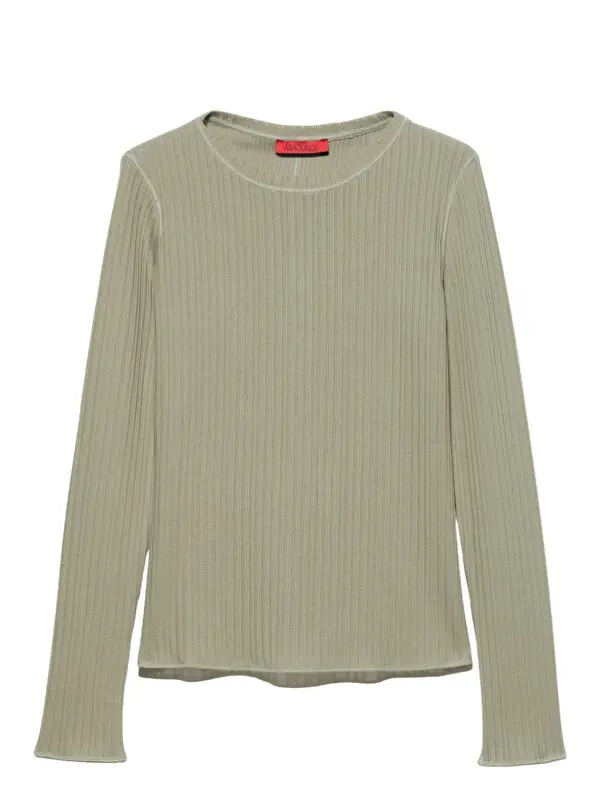 MAXCO. Max&co. Ribbed Knit Long Sleeve T-shirt - Gray