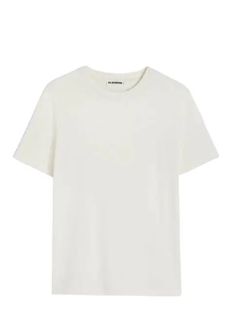 JIL SANDER Crewneck Logo Patch T-shirt - Porcelain