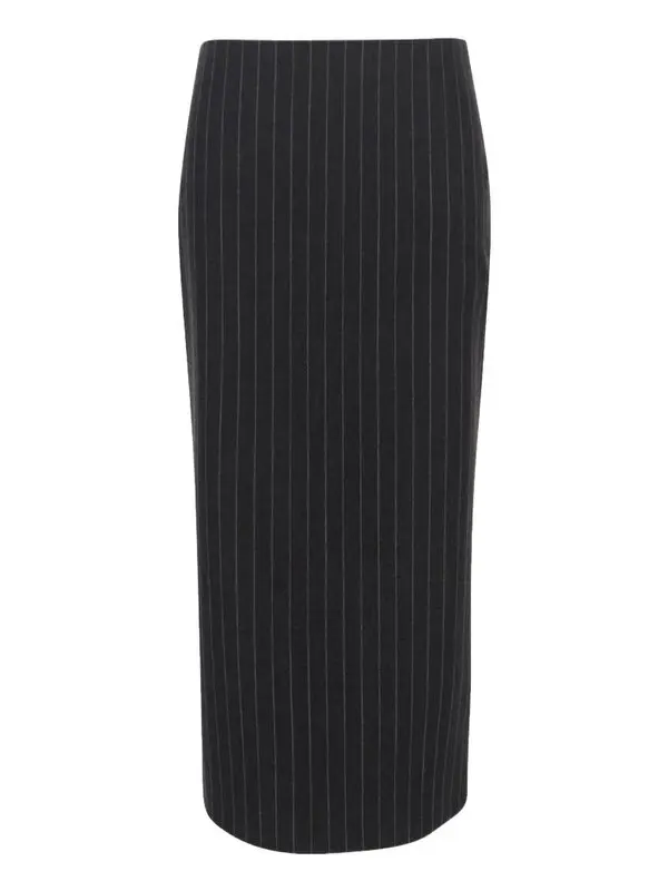 Versace Pinstripe High-waisted Midi Skirt - Black