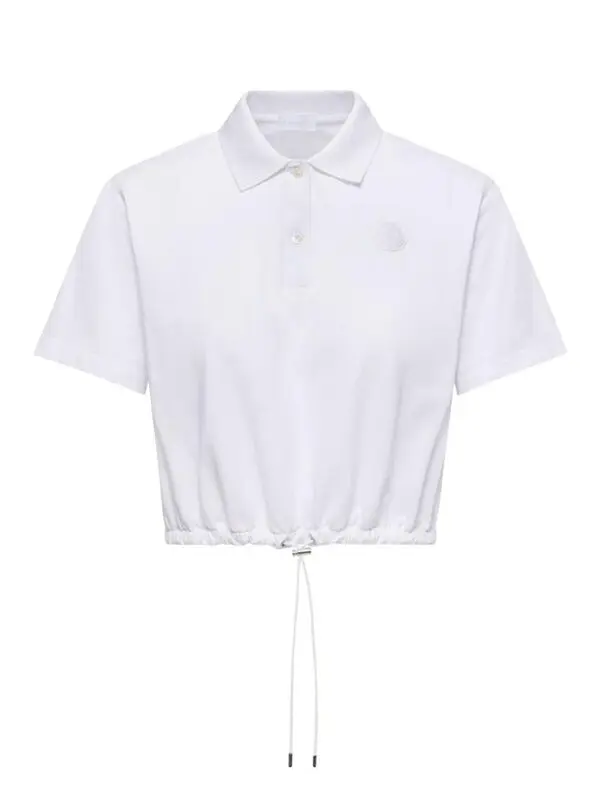 Moncler Short Sleeve Cropped Polo Shirt With Drawstring Hem - No
