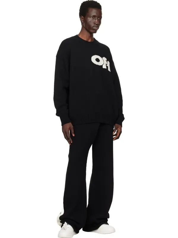 Off-White Logo Intarsia Crewneck Jumper - Black/white