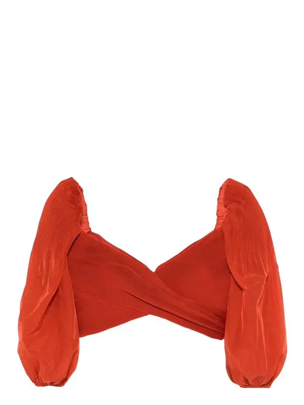 Zimmermann Pleated Top With Puff Sleeves - Brick Red