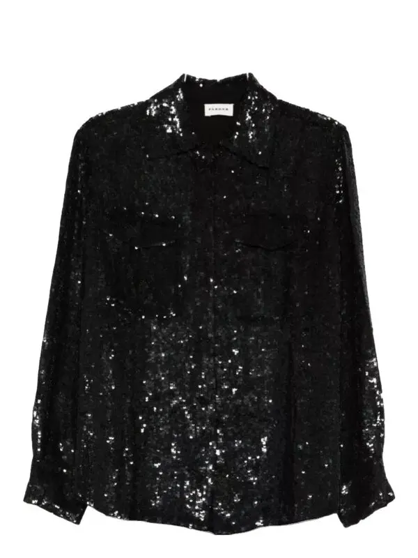 P.a.r.o.s.h Long Sleeve Sequin Shirt - Black