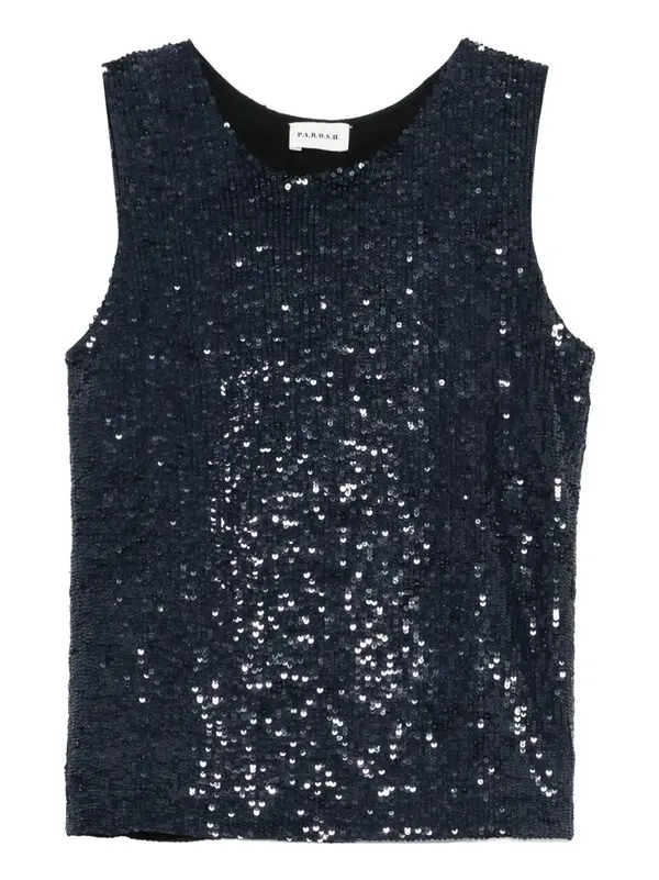 P.a.r.o.s.h Sequined Tank Top - Midnight Blue