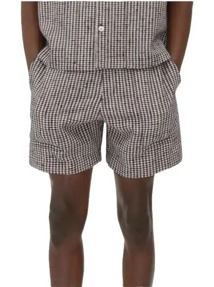 Bottega Veneta Checkered Relaxed Fit Shorts - Brown
