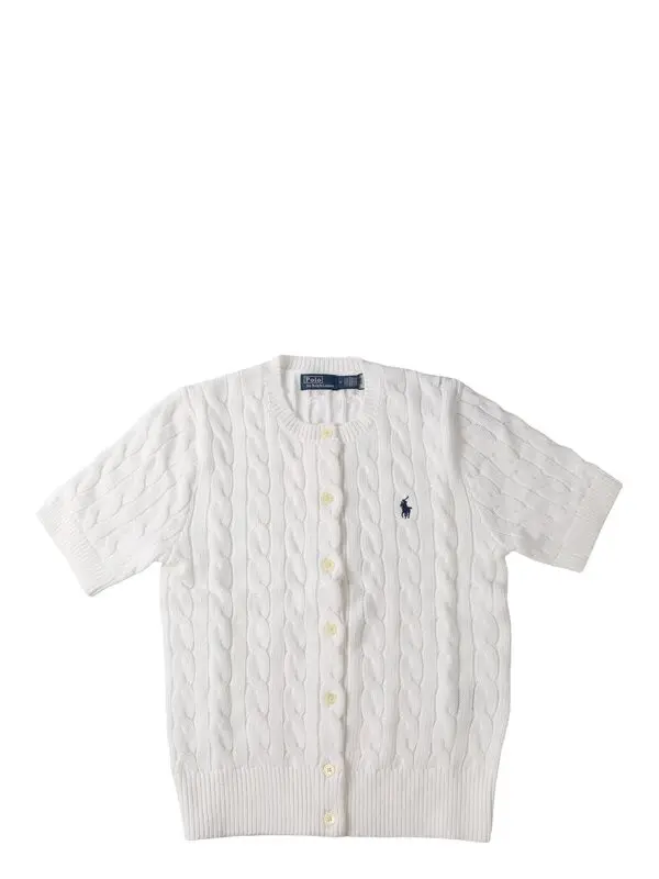 Polo Ralph Lauren Short Sleeve Cable Knit Cardigan - White
