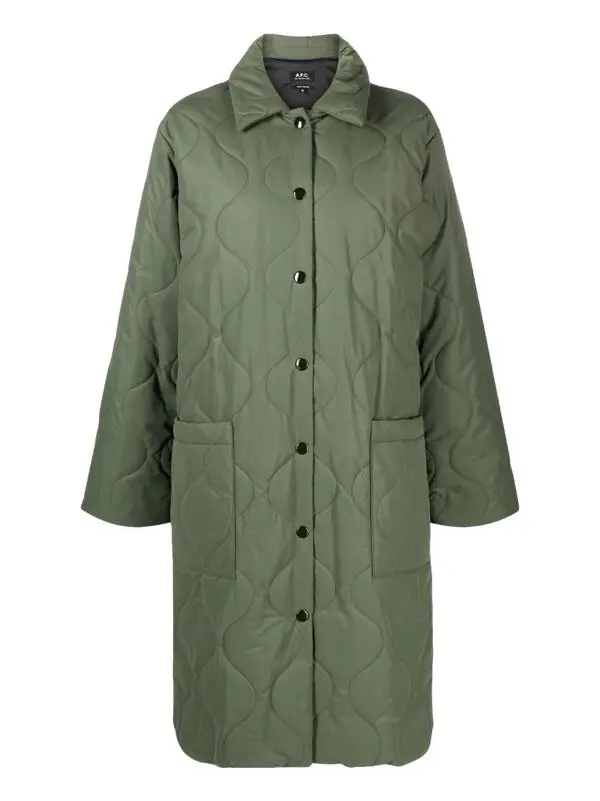 A.p.c. Sarah Quilted Buttoned Coat - Green