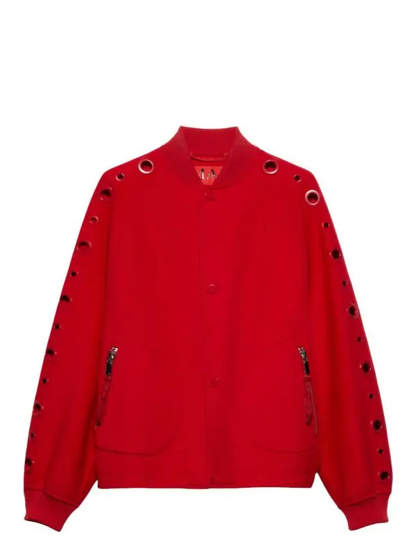 MAXCO. Double-woven Wool Bomber Jacket With Eyelet Detailing - Red