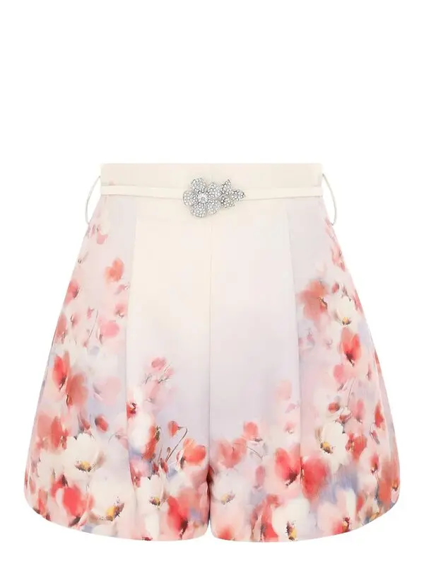 Zimmermann Crush Flat Front Shorts - Scarlet Floral