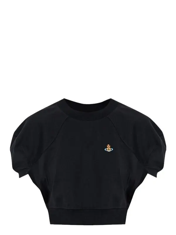 VIVIENNE WESTWOOD Embroidered Logo Cropped Top - Black