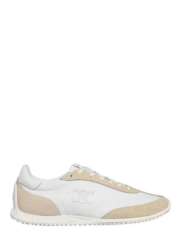 Celine Racer Sneaker In Nylon, Suede Calfskin And Calfskin - White