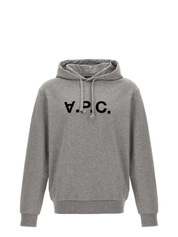 A.p.c. Logo Printed Drawstring Hoodie - Gray