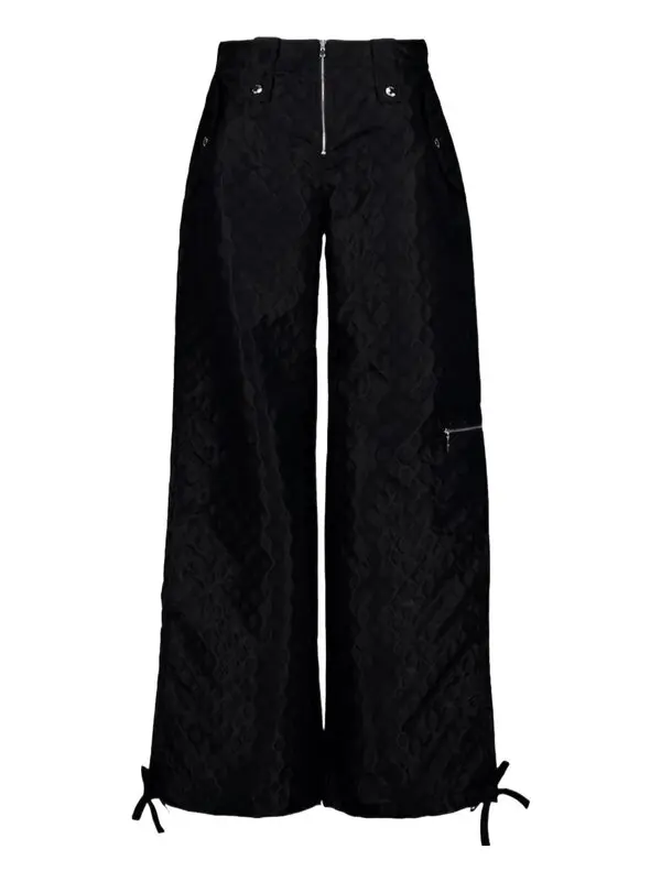 Casablanca Monogram Wide-leg Pants With Tie Detail - Black
