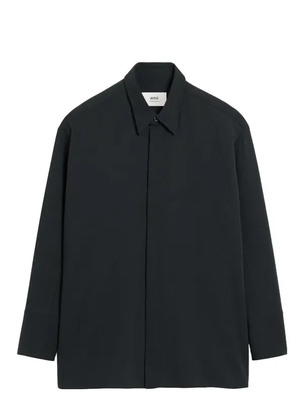 Ami Classic Collar Wool Shirt - Anthracite