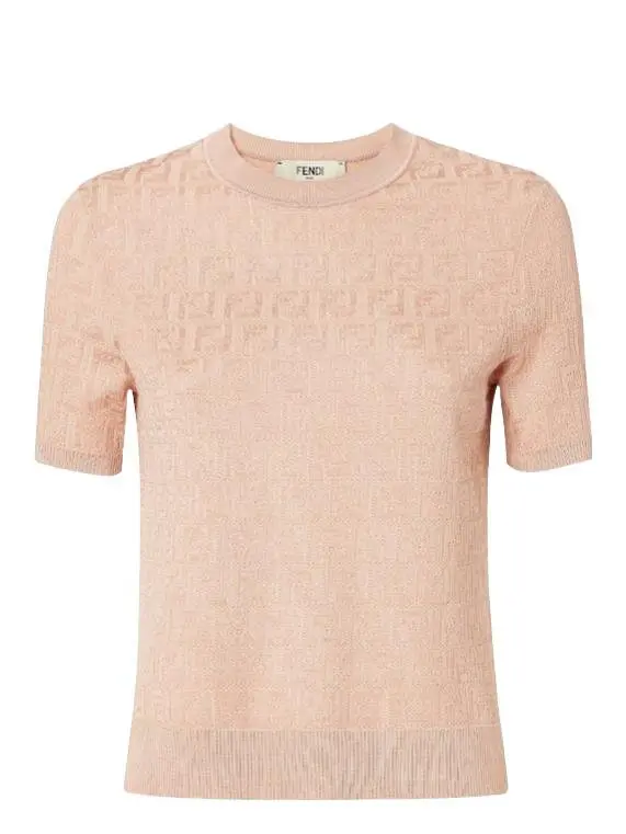 Fendi Micro Ff Ribbed Knit Top - Pink