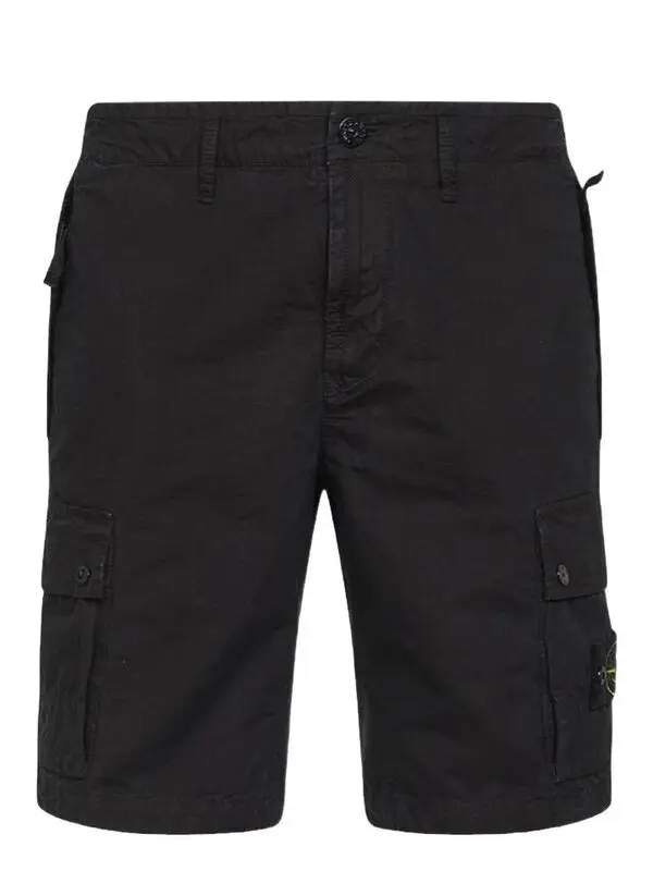 Stone Island Compass Patch Cargo Shorts - Black