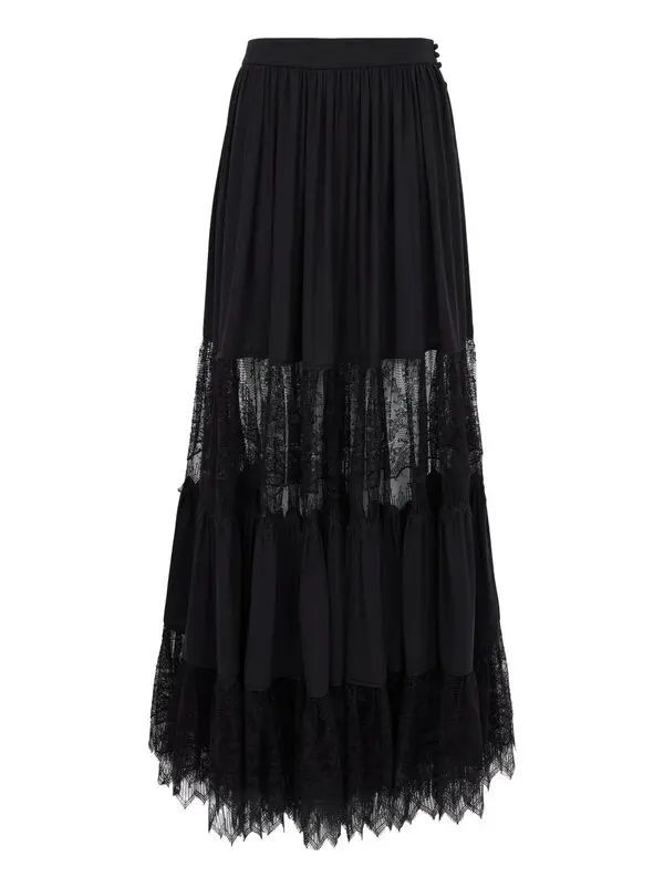 Chloé Tiered Lace-trimmed Maxi Skirt - Black