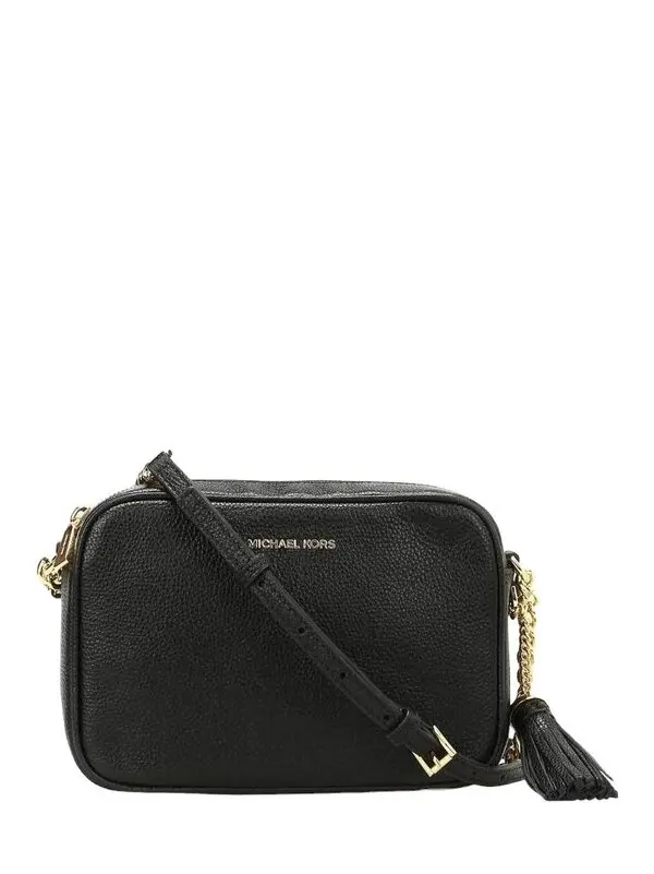 Michael Kors Medium Zipped Crossbody Bag With Logo Plaque - Black