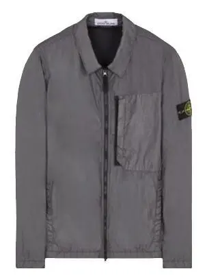 Stone Island Zip-up Jacket With Classic Collar - Leaden