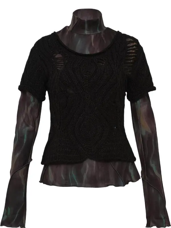 Andersson Bell Layered Mock Neck Sweater Tee - Black