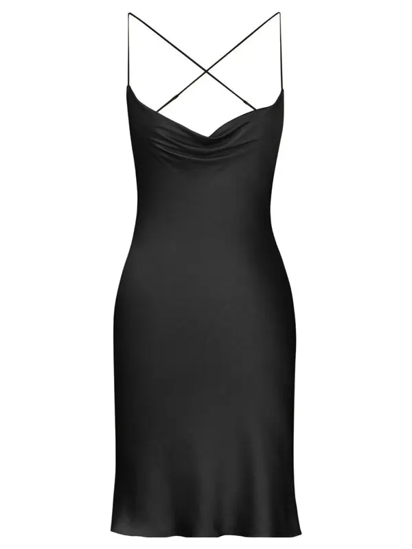 Saint Laurent Backless Cowl Neck Mini Dress - Black