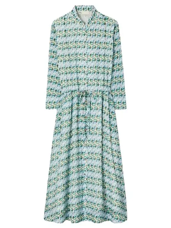 Tory Burch Graphic Printed Shirt Dress - Green