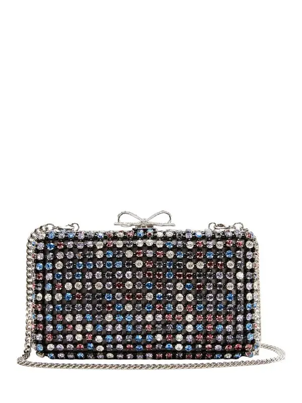 SELF-PORTRAIT Crystal Embellished Chainmail Clutch Bag - Multi Coloured