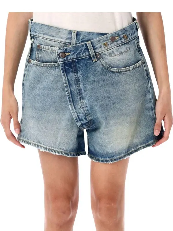 R13 Crossover Denim Shorts - Multicolor
