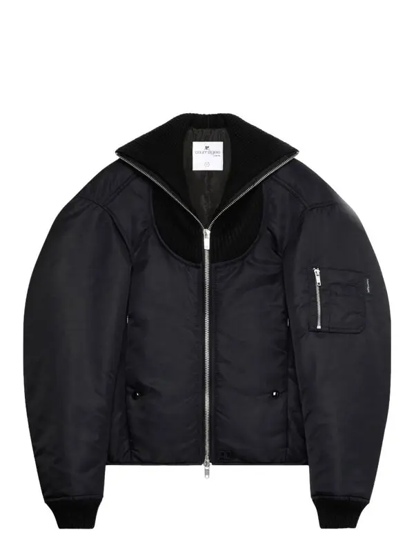 COURREGES Long-sleeved Zip-up Jacket With High Neck - Black