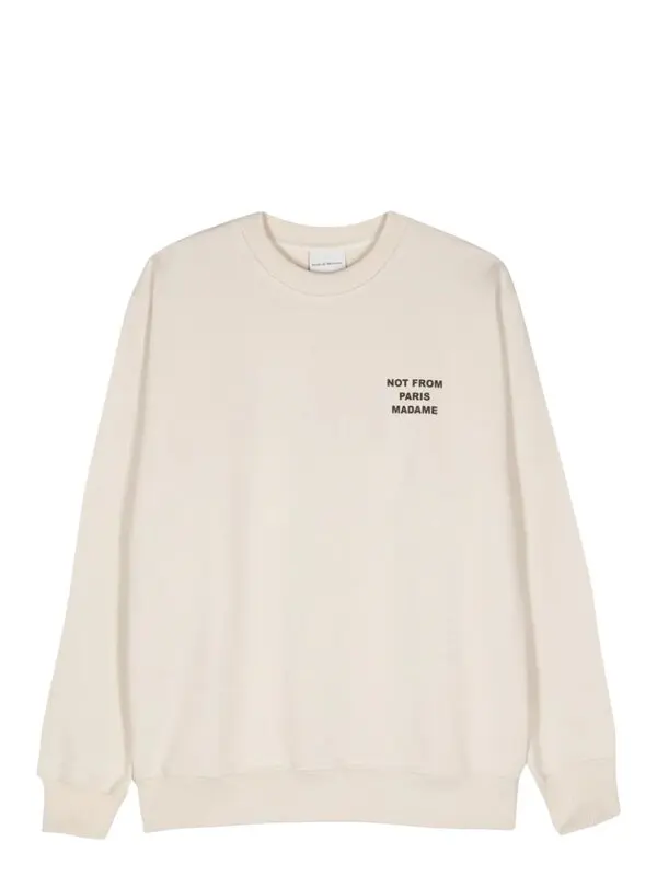 Drole De Monsieur Long Sleeve Sweatshirt With Slogan Print - White