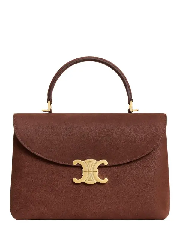 Celine Medium Nino Bag In Grained Nubuck Calfskin - Chestnut Color