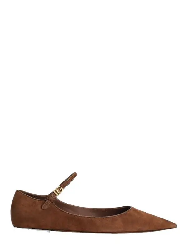 Dolce & Gabbana Pointed-toe Ankle-strap Flats - Brown