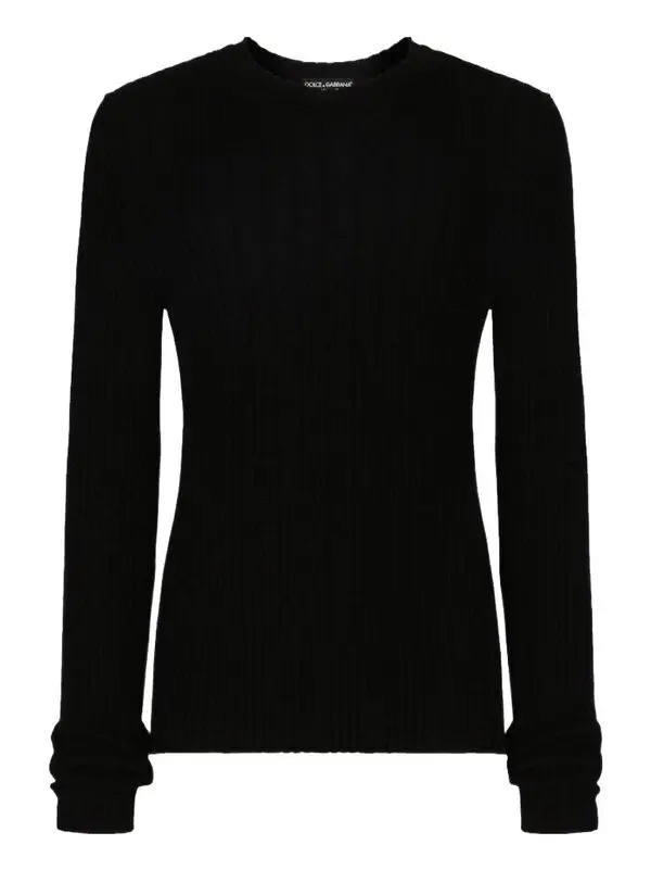 Dolce & Gabbana Ribbed Knit Long Sleeve Jumper - Black