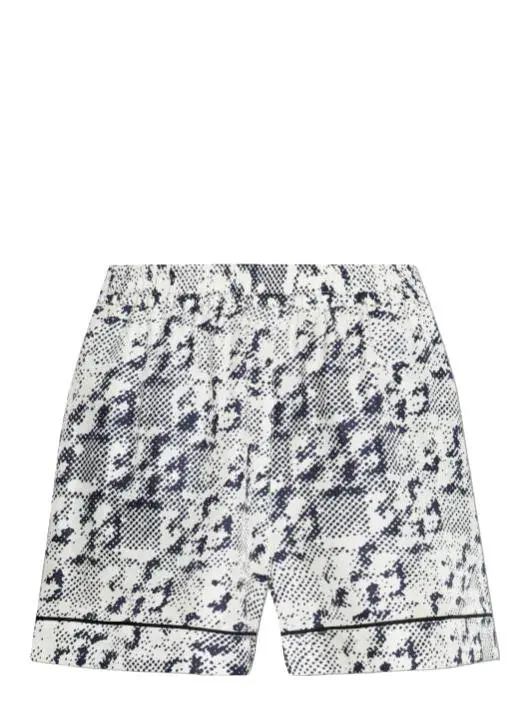 Tory Burch Printed Straight-leg Shorts With Elasticated Waistband - White
