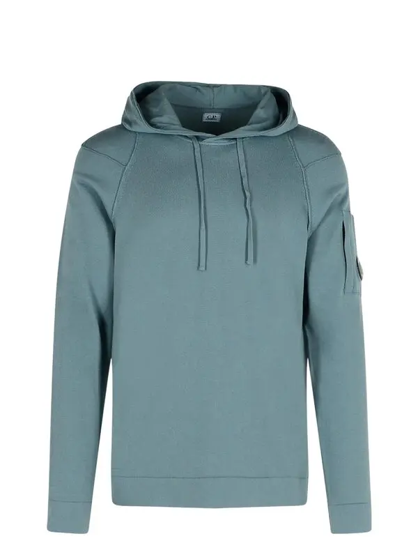 C.P. COMPANY Hooded Sweatshirt With Lens Detail - Light Blue