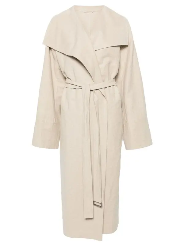 TOTEME Signature Linen-blend Midi Coat - Nude