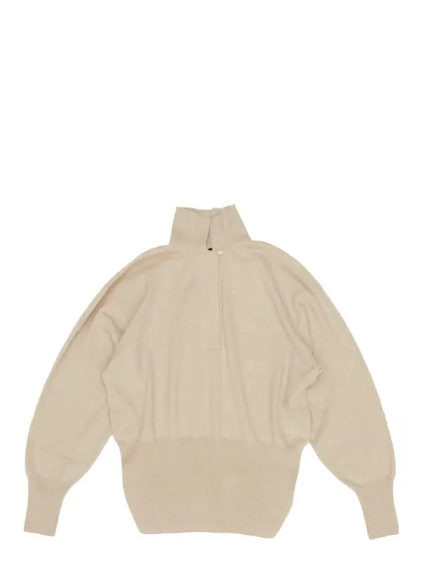 Loro Piana Long Sleeve High Collar Polo Shirt With Ribbed Details - Nude