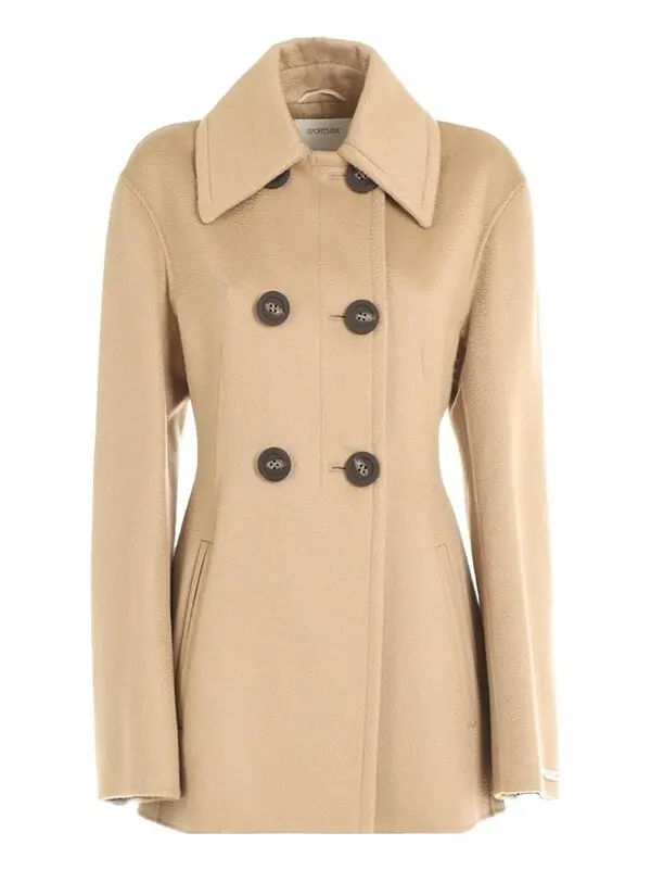 Sportmax Double-breasted Long-sleeved Overcoat - Brown