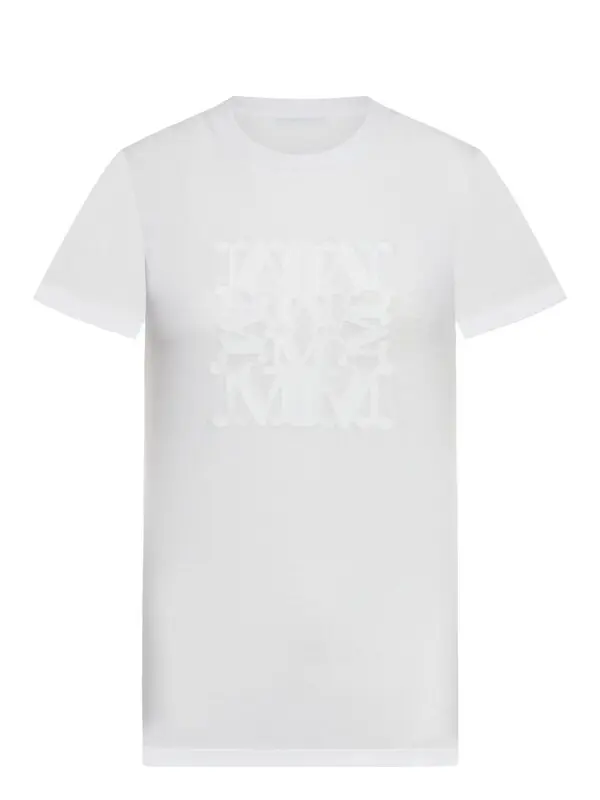 Max Mara Crewneck Short-sleeved T-shirt With Logo Detail - White