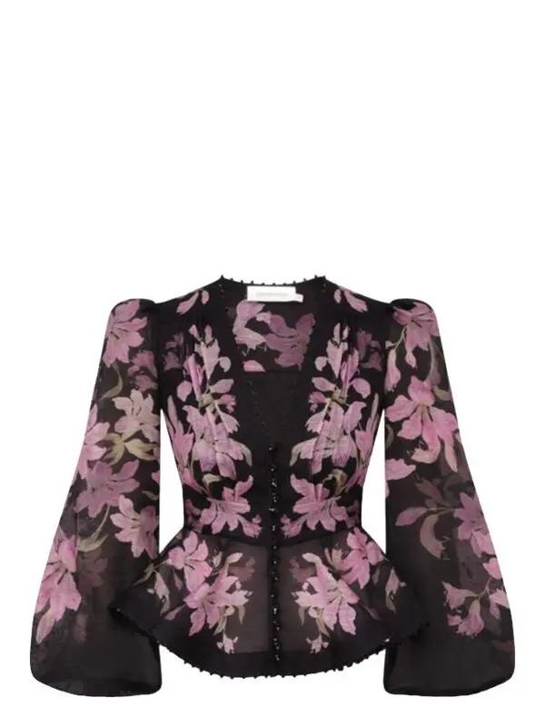 Zimmermann Dawning V-neck Beaded Blouse - Black