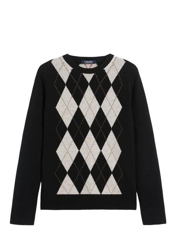 Max Mara Soprano Sweater With Argyle Pattern - Black