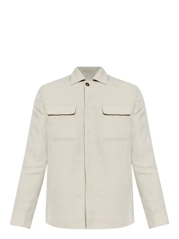 Eleventy Long Sleeve Shirt Jacket With Chest Pockets - White