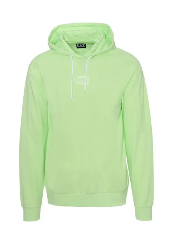 EA7 Hooded Sweater With Logo Print - Green
