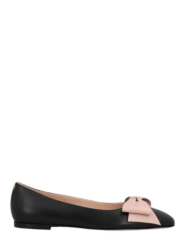 Valentino Garavani Round Toe Ballet Flats With Bow Detailing - Black